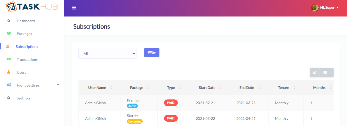 Taskhub SaaS - Project Management Tool, Finance & CRM Tool by infinitietech